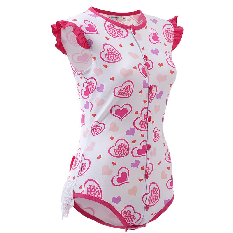 Princess Hearts Front Snap Onesie Bodysuit - LittleForBig Cute & Sexy ...