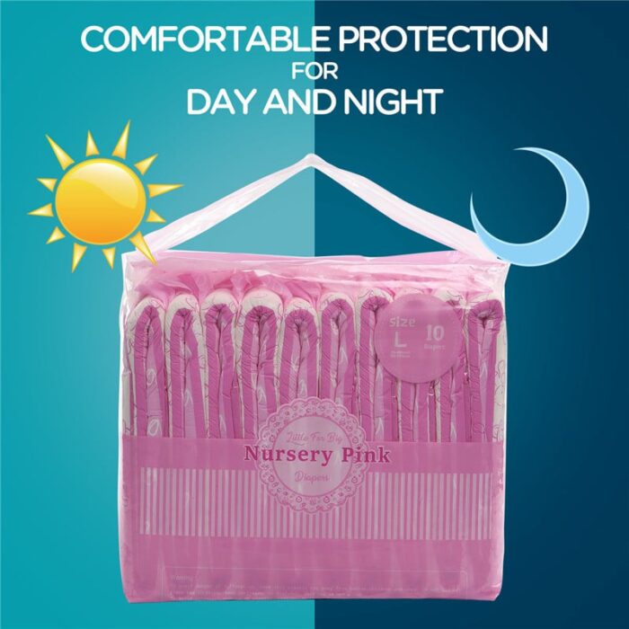 Nursery Pink Printed Adult Brief Diapers - LittleForBig Cute & Sexy ...