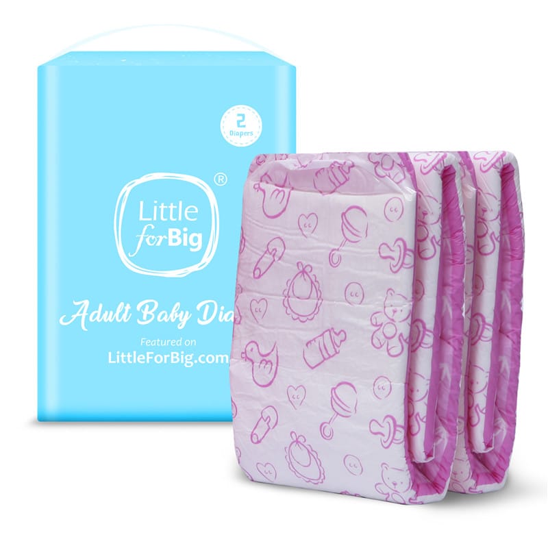 Nursery Pink Printed Adult Baby Diaper 2 Pieces - LittleForBig Cute ...